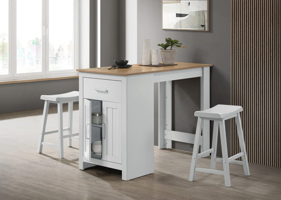 Alonzo 47"W Oak and White Finish Small Space Counter Height Dining Tab ...