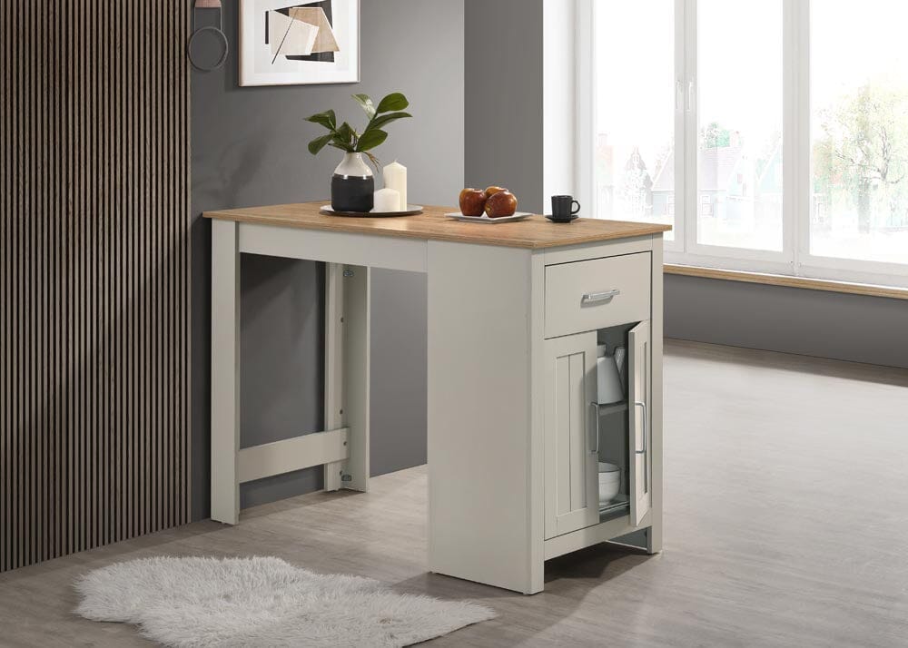 Alonzo Light Gray Small Space Counter Height Dining Table with Cabinet ...