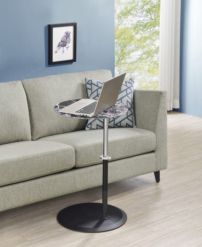 Orbit End Table with Height Adjustable Black Marble Textured Top ...