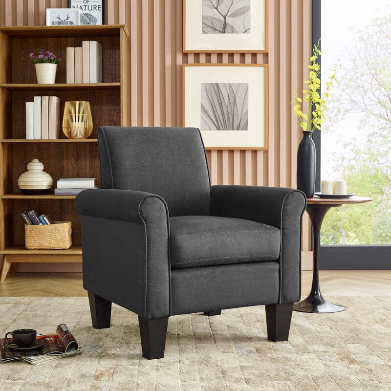 Angelo Dark Gray Microfiber Fabric Armchair | DesignerHardware.com
